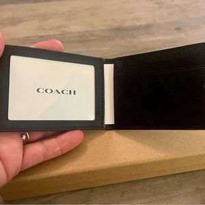 Coach | Bags | Coach Mens Black Calf Leather Removable Id Bifold Insert ...